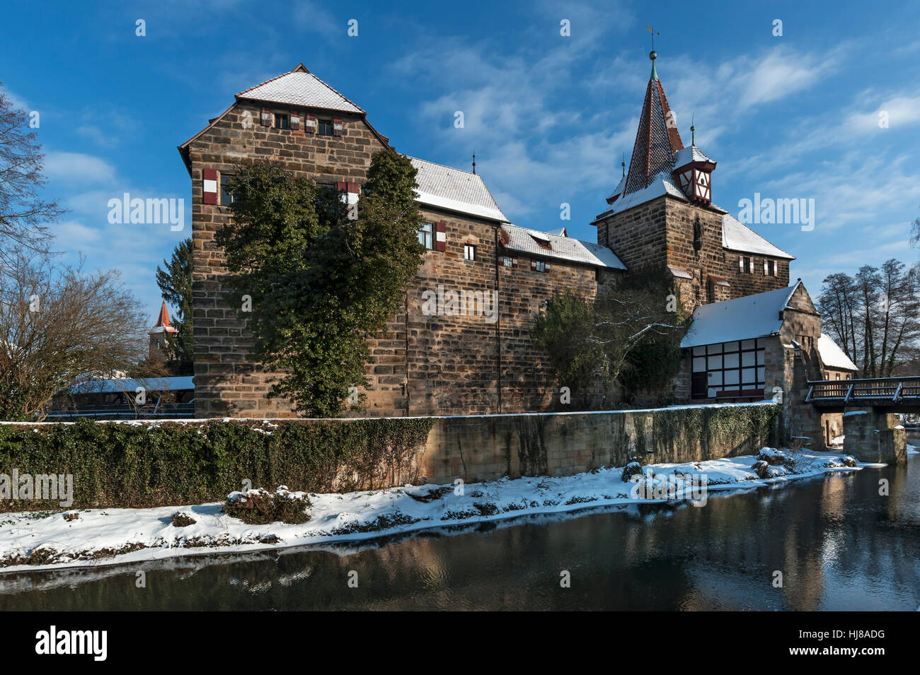 Wenzel Castle in winter, Lauf, Middle Franconia, Bavaria, Germany Stock ...