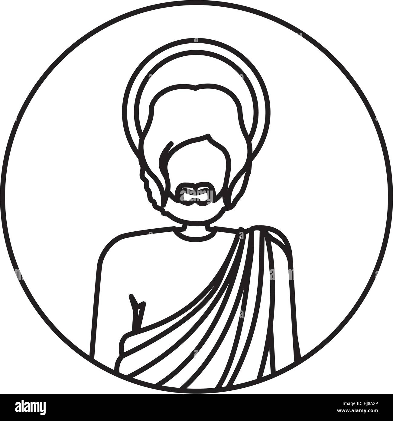 circular shape with contour half body figure human of saint joseph ...