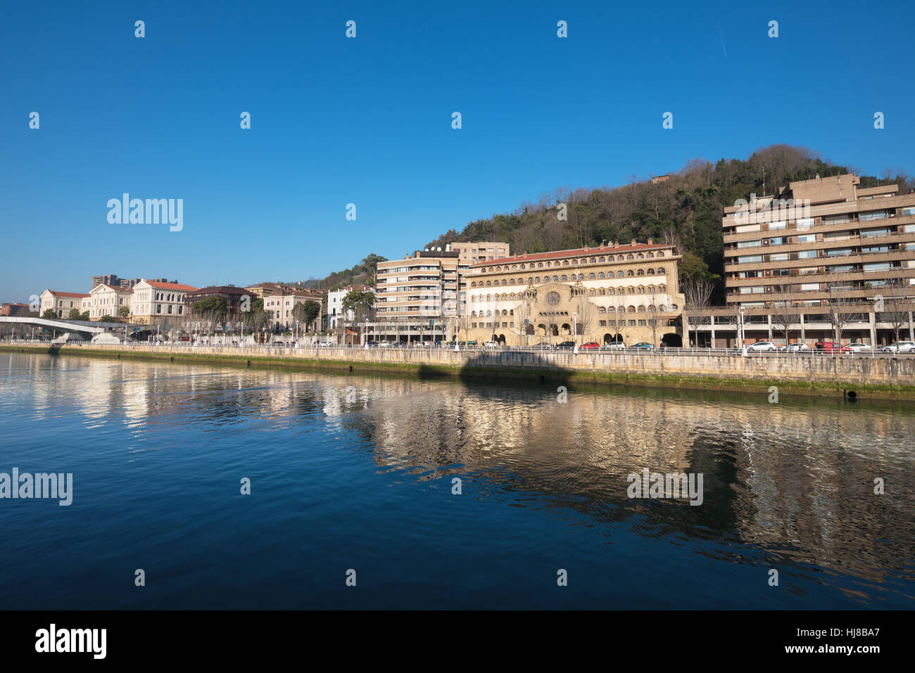 Bilbao downtown cityscape Nervion river , Bilbao, Basque Country, Spain ...