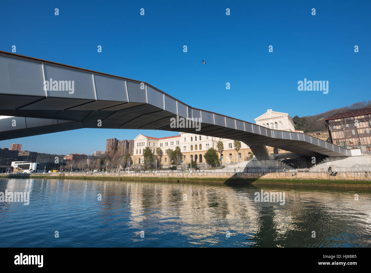 Bilbao cityscape, Bridge over Ria Nervion, Bilbao, Basque Country ...