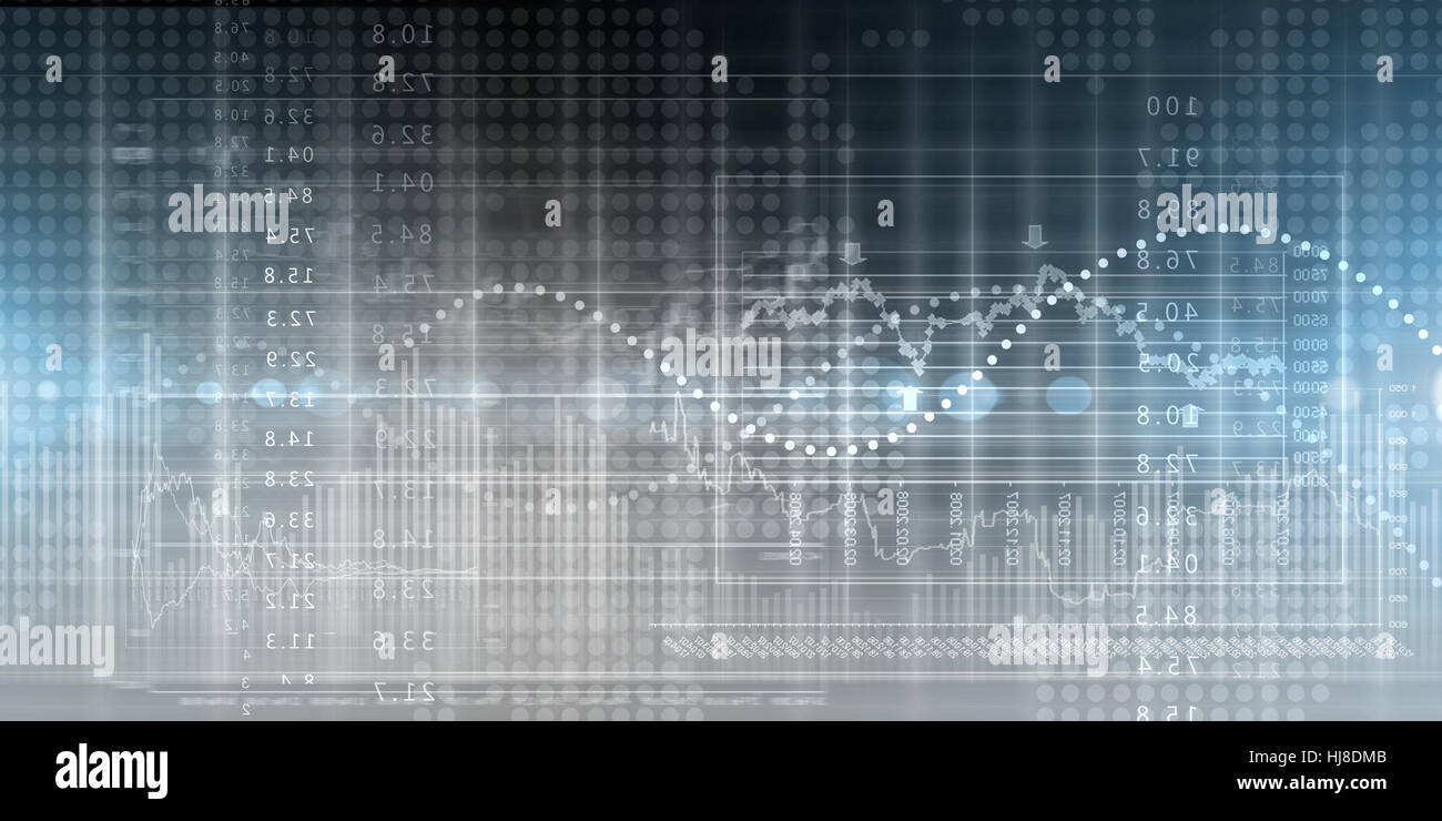 High tech blue background image with graphs and diagrams Stock Photo ...