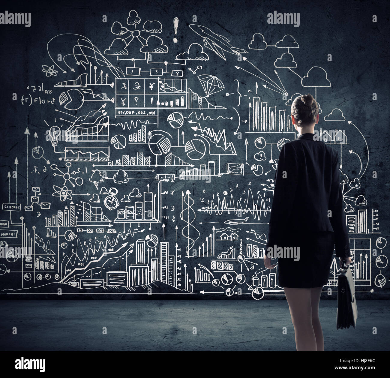 Rear view businesswoman sketches hi-res stock photography and images ...