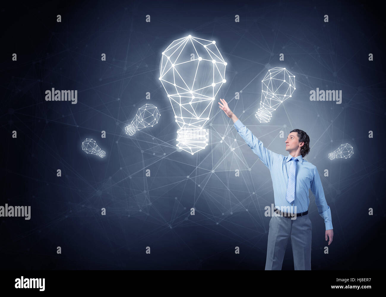 Businessman drawing connection lines with marker on screen Stock Photo ...