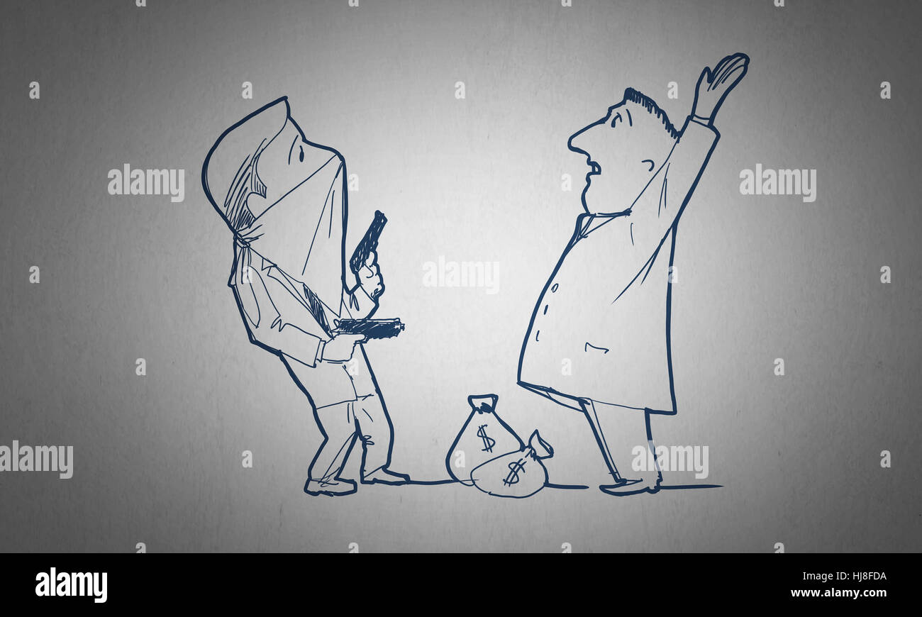 Caricature funny image of robbery concept on white background Stock ...