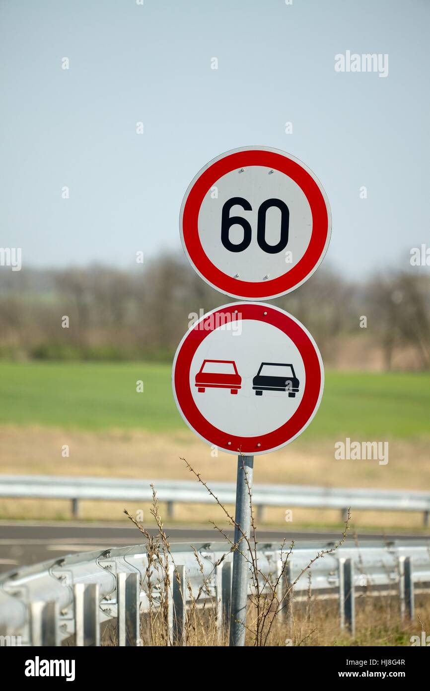 Traffic signs on the side of a road Stock Photo - Alamy