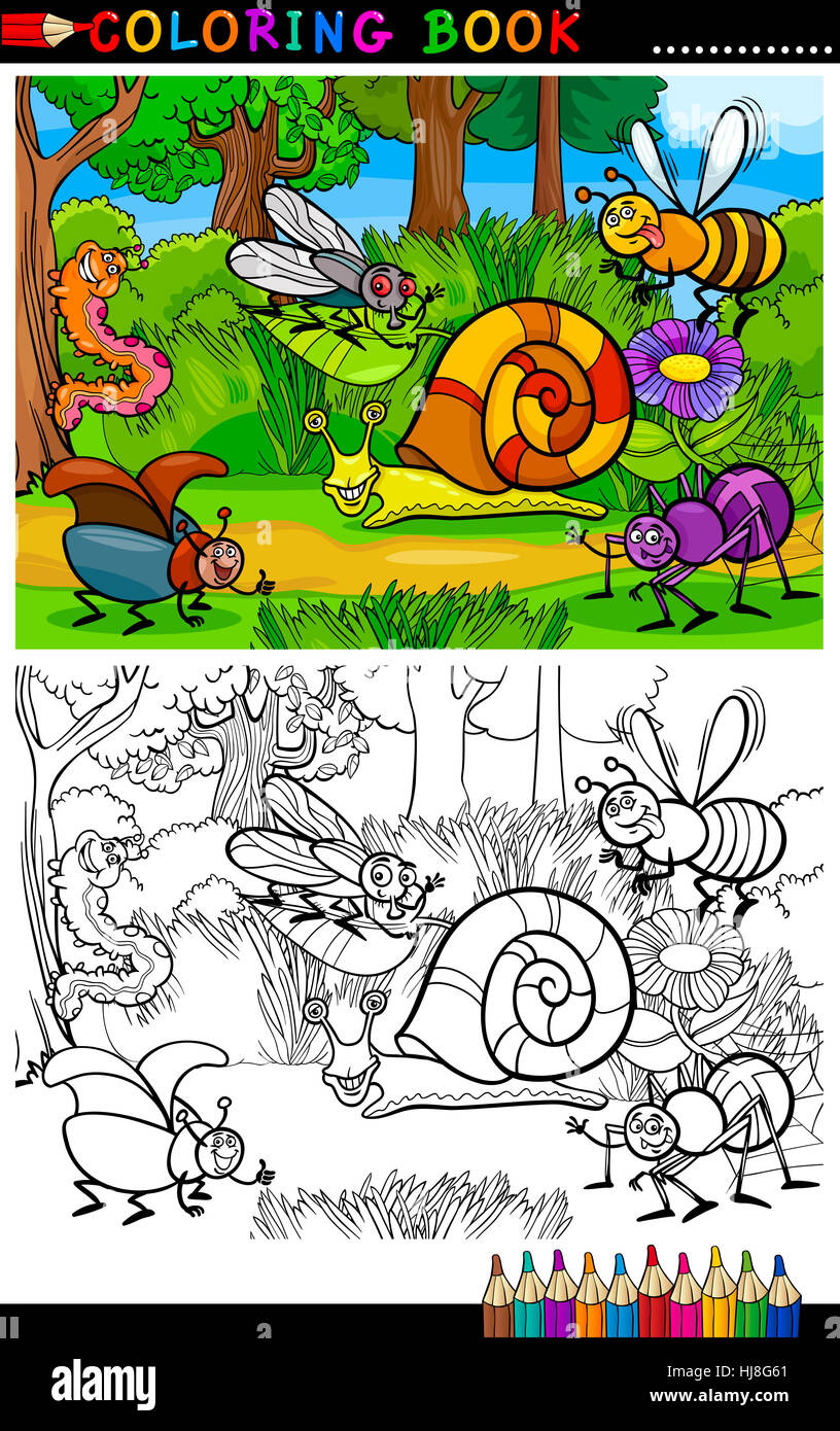Cartoon insects bugs coloring book hi-res stock photography and images ...