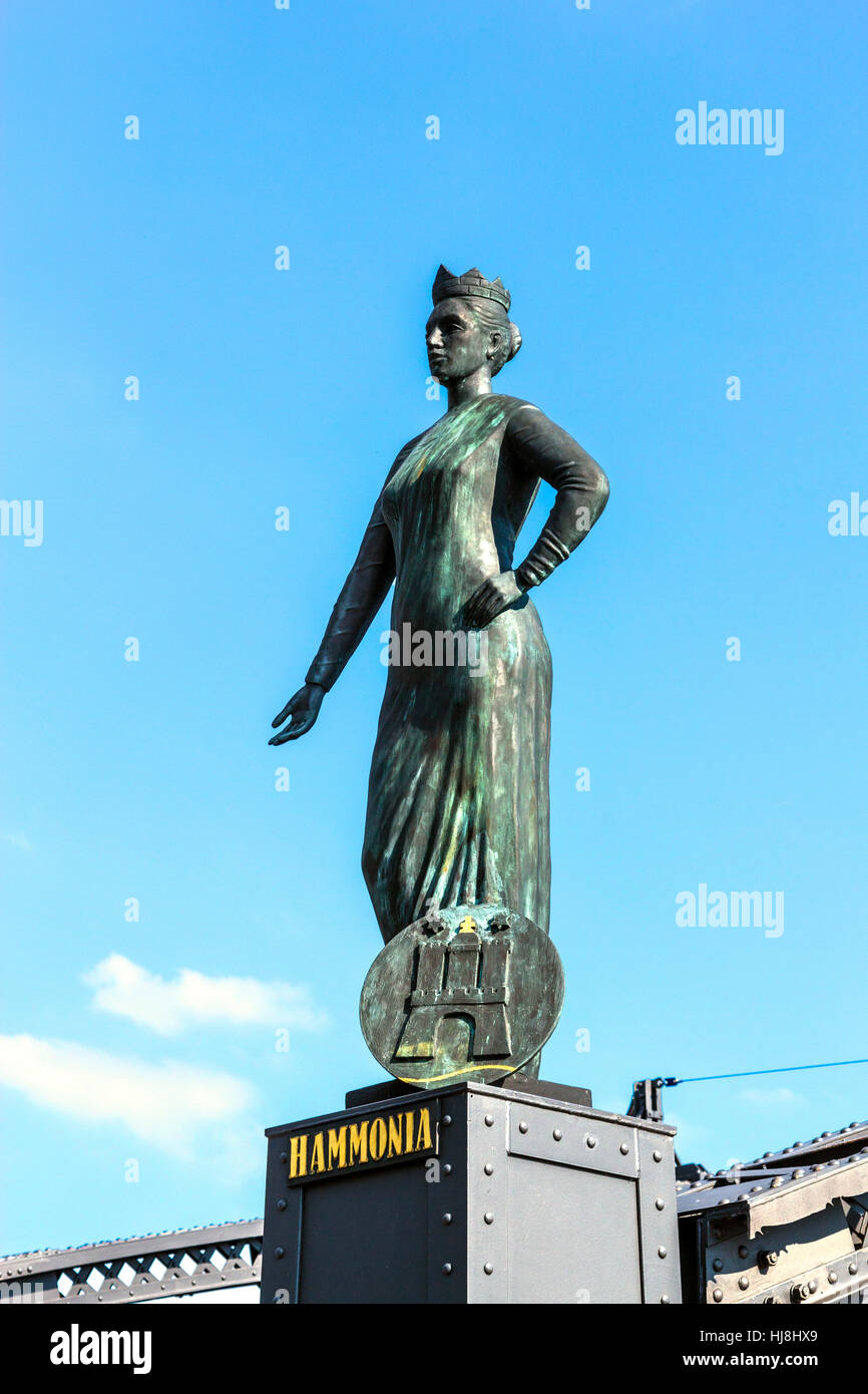 city, town, statue, hamburg, style of construction, architecture ...
