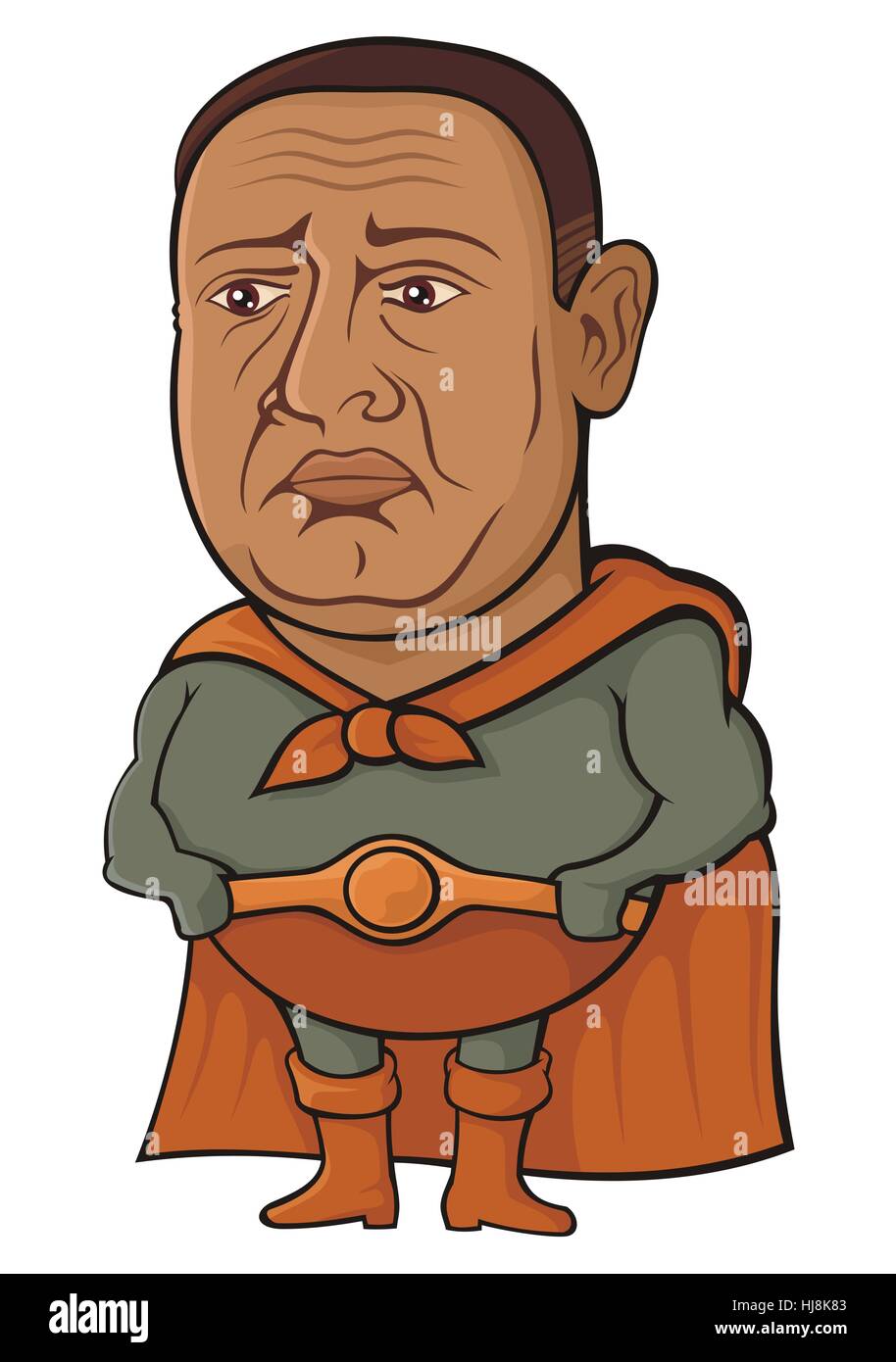sad, illustration, cape, character, overweight, retro, hero, depressed ...