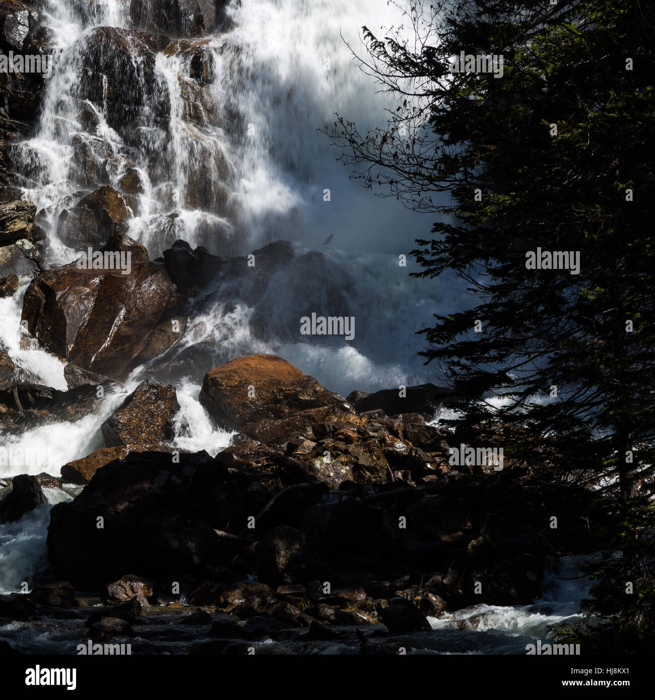 Cascade Creek pouring over Hidden Falls in Cascade Canyon near Jenny ...
