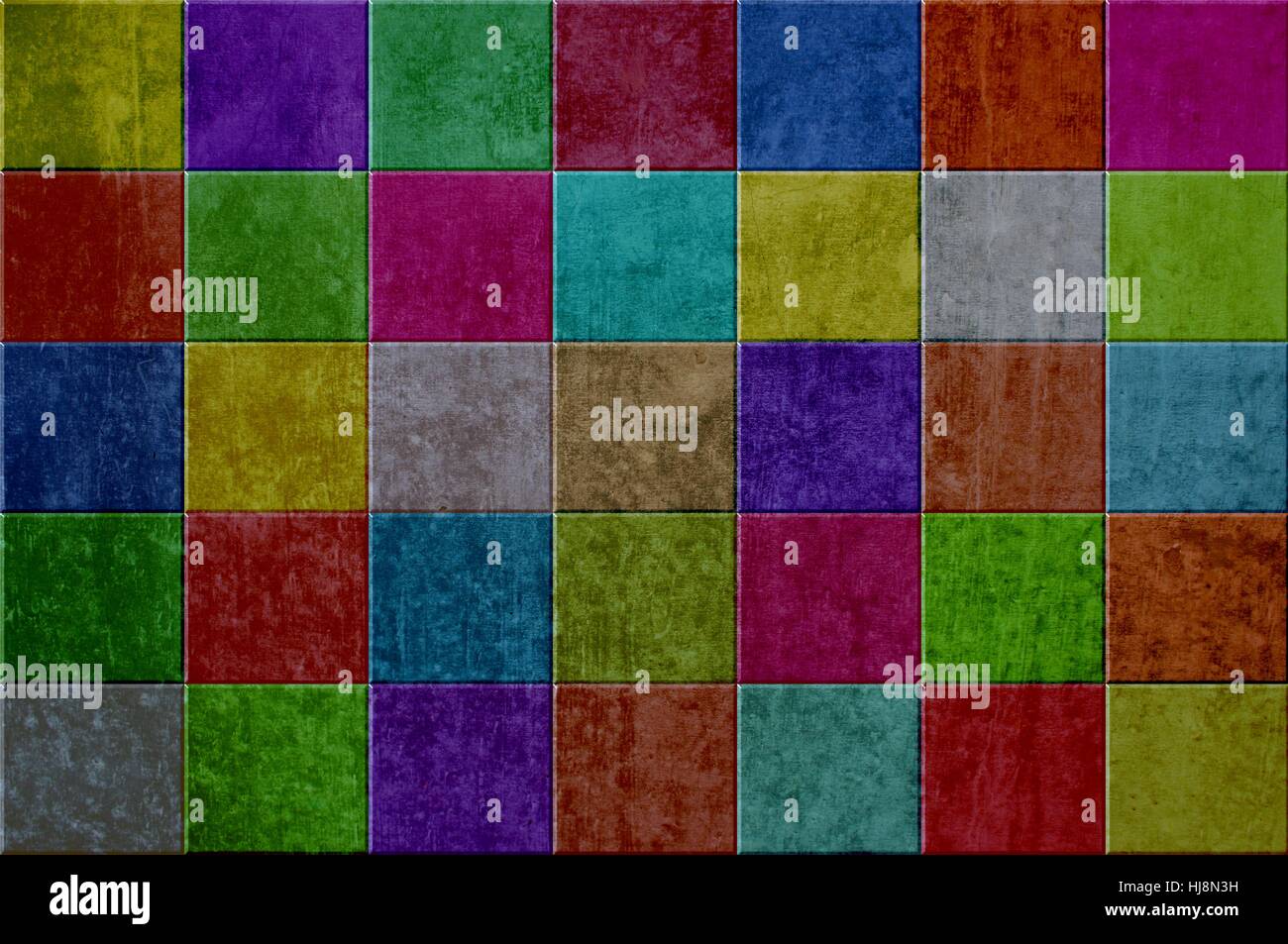 stone wall with colorful tiles Stock Photo - Alamy