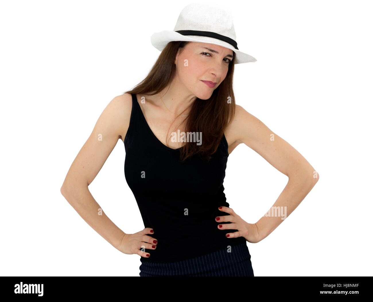 Caucasian woman pucker upset portrait isolated studio on white ...