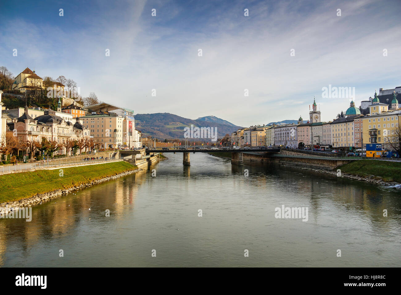 Salzach river and cityscape, Salzburg, Austria Stock Photo - Alamy