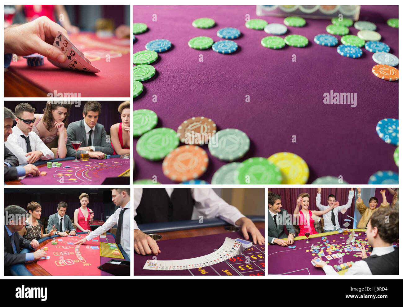 Collage of casino imagery with poker and people cheering Stock Photo ...