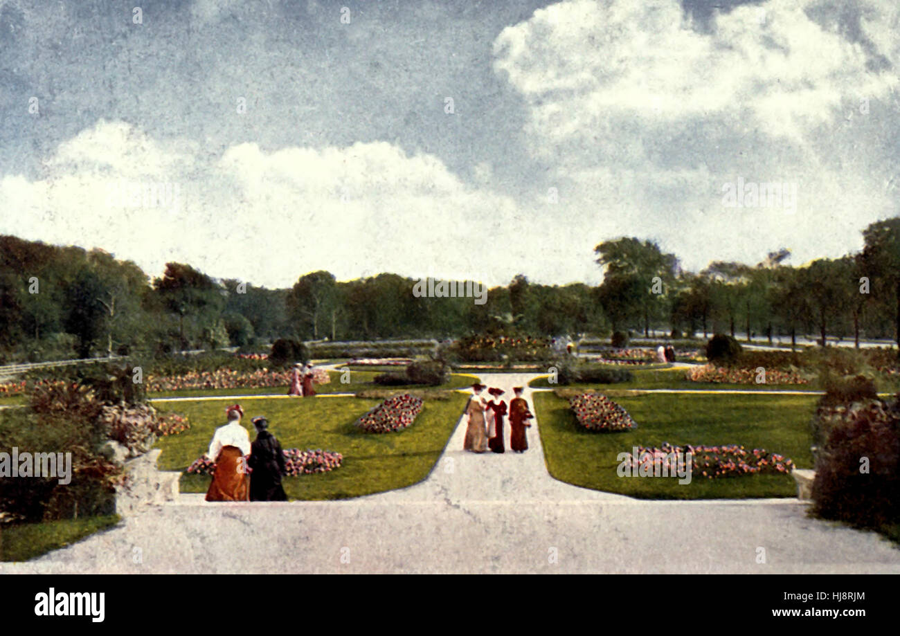 Flower Garden from Conservatory, Lincoln Park, Chicago, circa 1908 ...