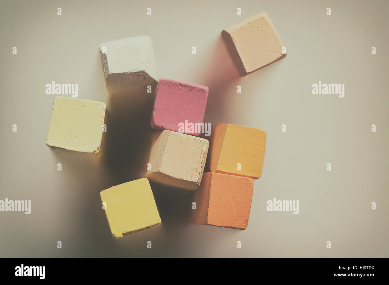 Overhead view of multi coloured chalk Stock Photo - Alamy