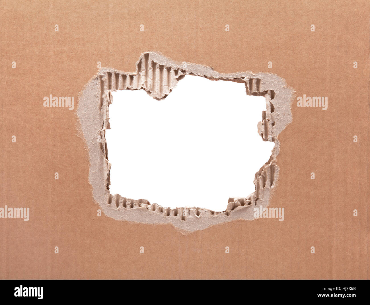 Ripped hole in cardboard on white background with clipping path Stock ...