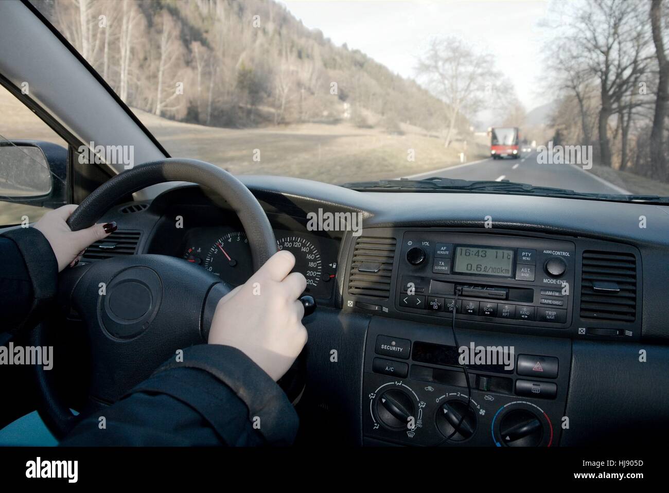 Driving a car through the countryside Stock Photo - Alamy