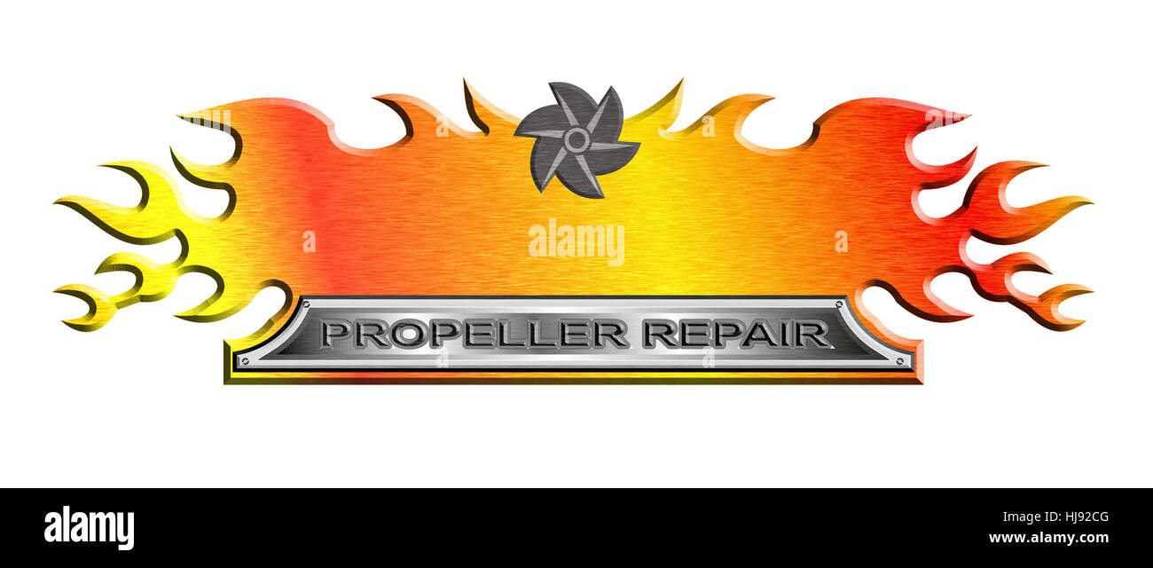 isolated, propeller, repair, illustration, metal, fire, conflagration ...