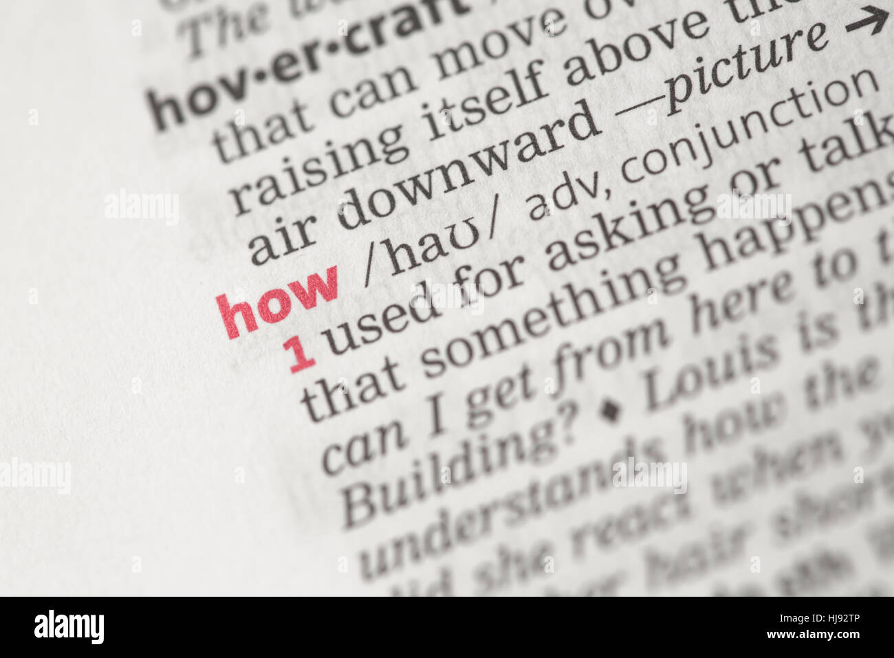 Definition of how in the dictionary Stock Photo - Alamy