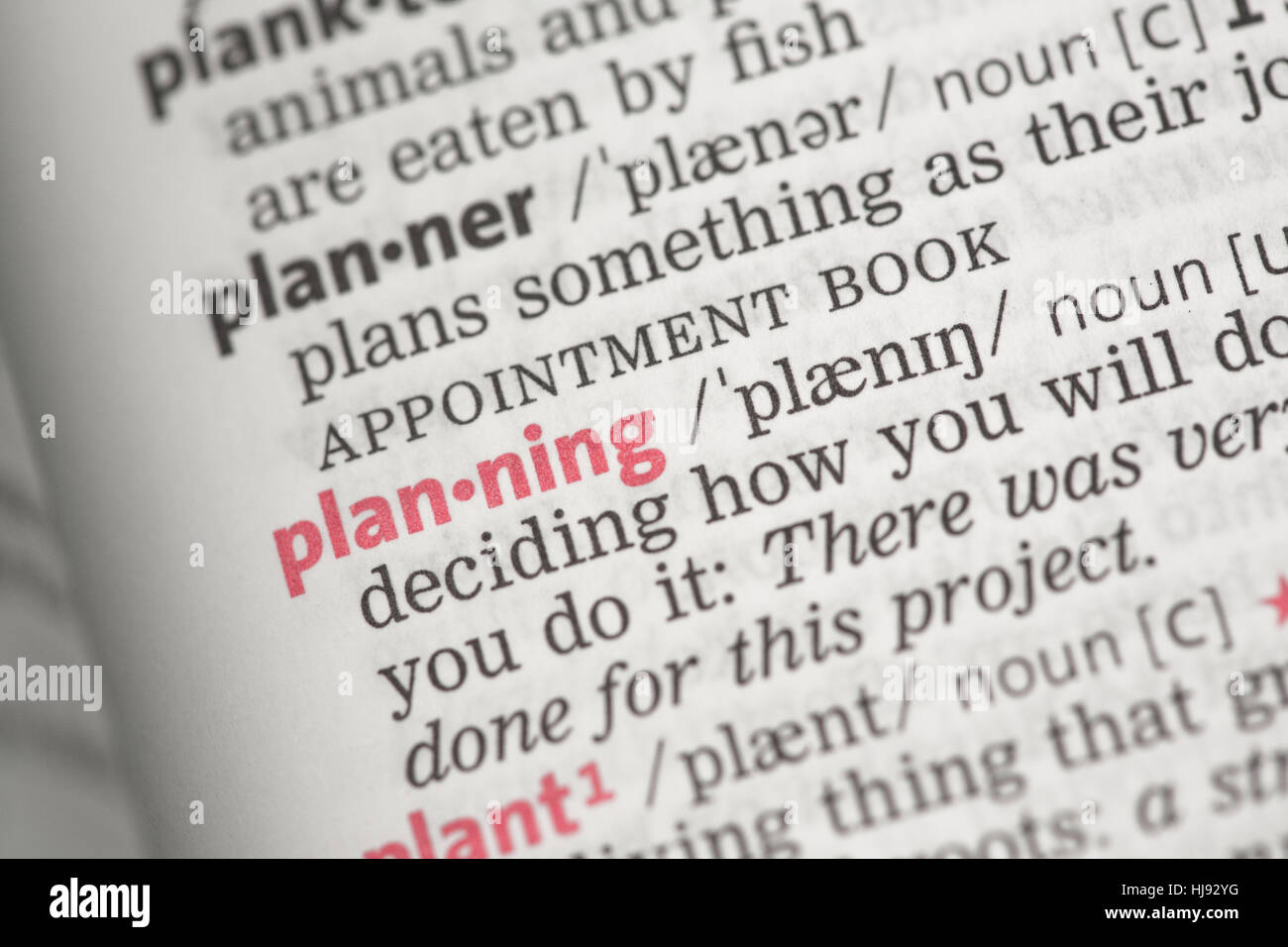 Planning definition in the dictionary Stock Photo - Alamy