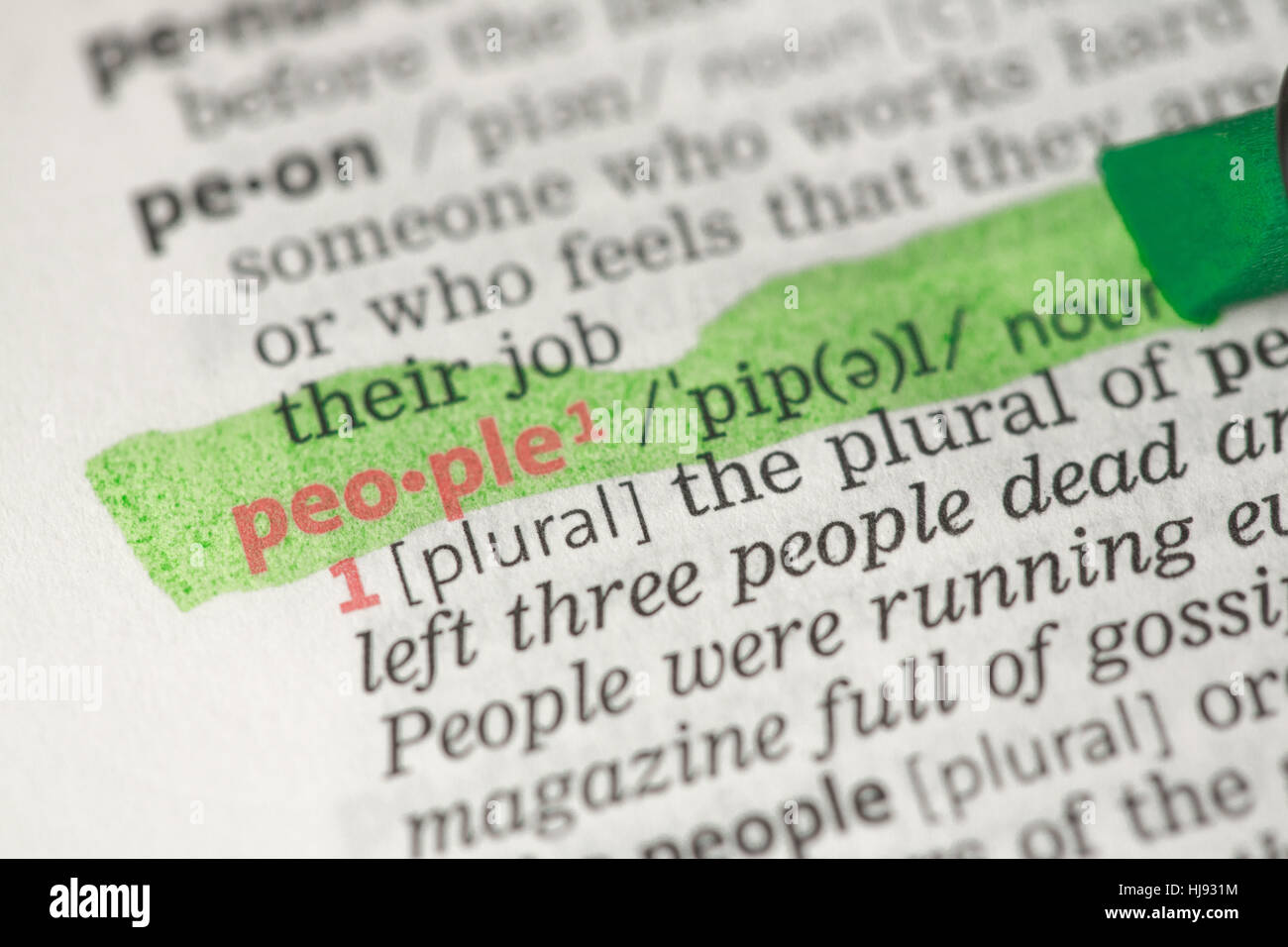 People definition highlighted in green in the dictionary Stock Photo ...