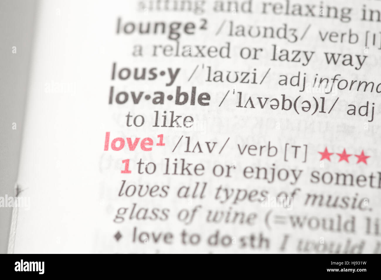 Love definition in the dictionary Stock Photo - Alamy