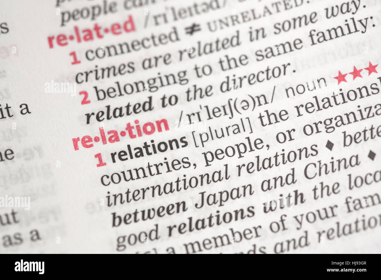 Relation definition in the dictionary Stock Photo - Alamy