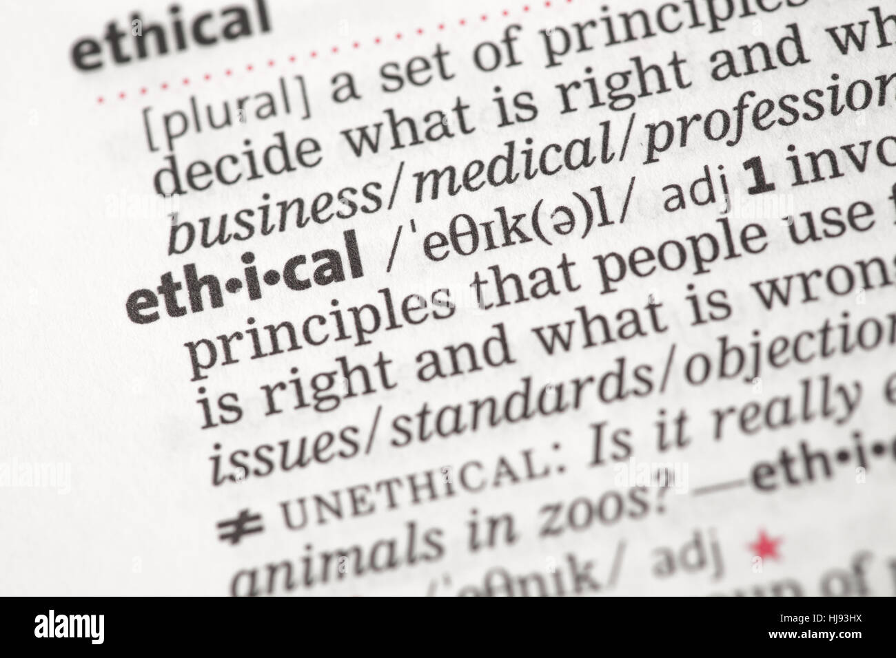 Ethical definition in dictionary hi-res stock photography and images ...