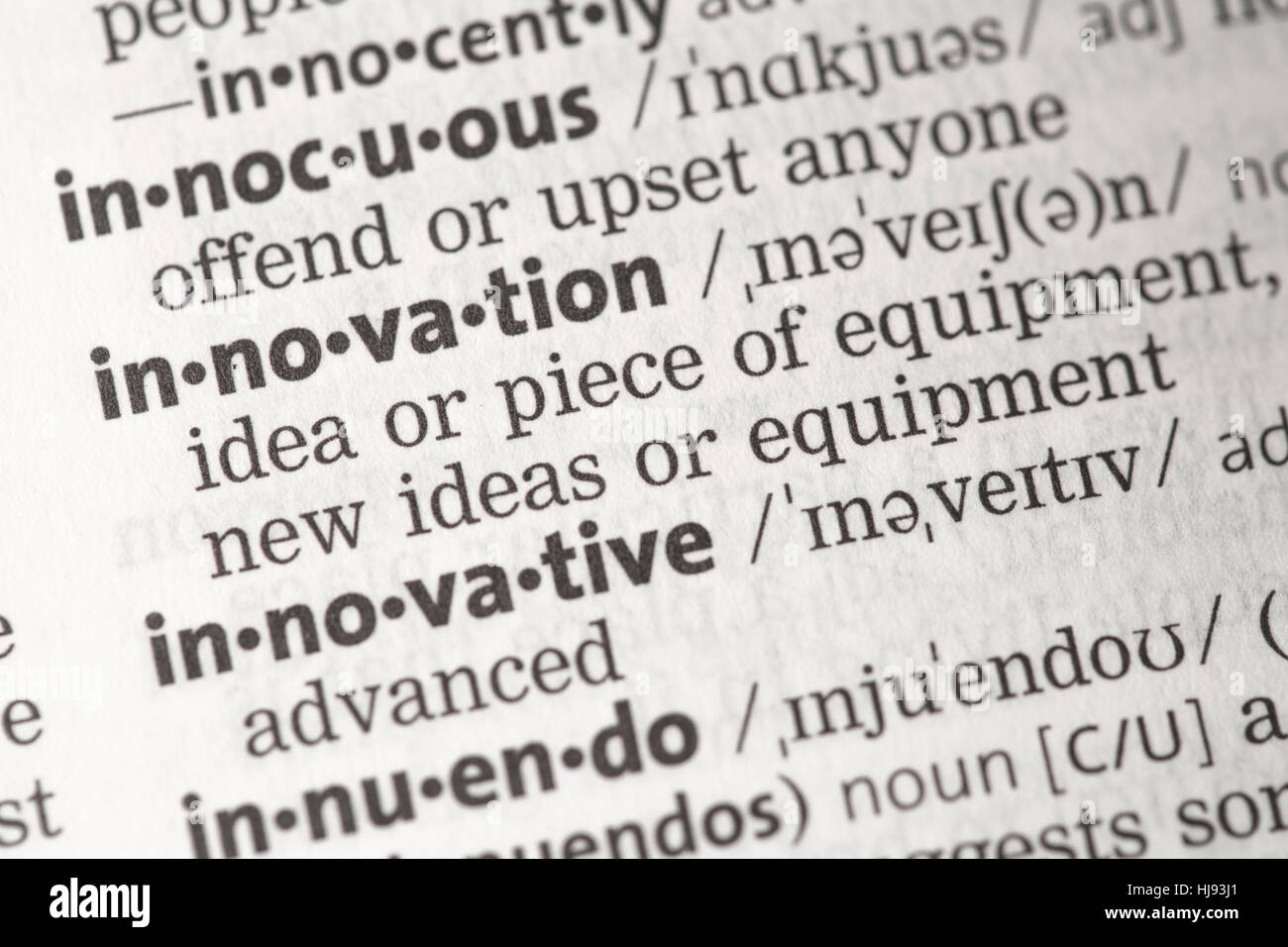 Innovation definition in the dictionary Stock Photo - Alamy