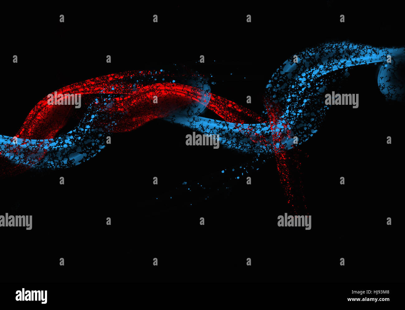 Red and blue digital swirl design on black background Stock Photo - Alamy