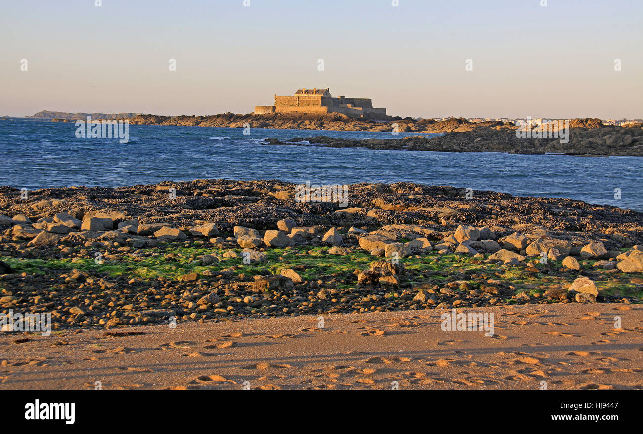 fortress, blockhouse, brittany, low tide, national, culture, beach ...