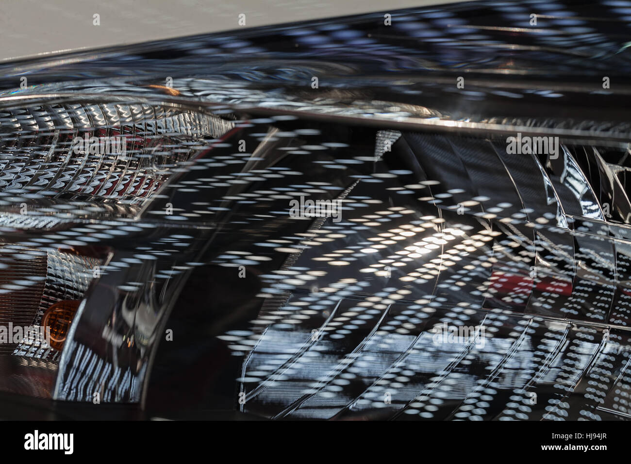 abstraction headlights on the car, note shallow depth of field Stock ...