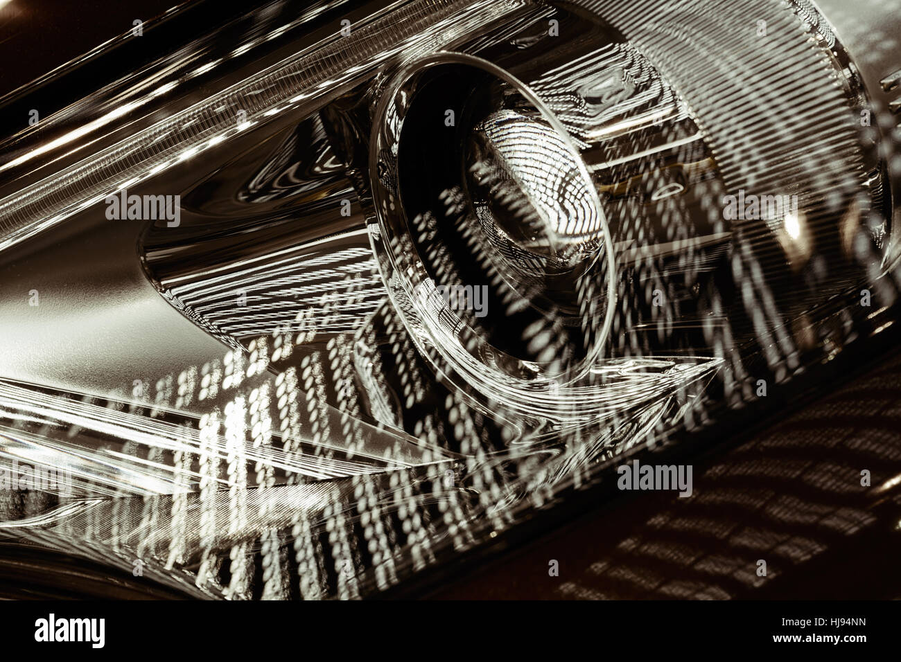 abstraction headlights on the car, note shallow depth of field Stock ...