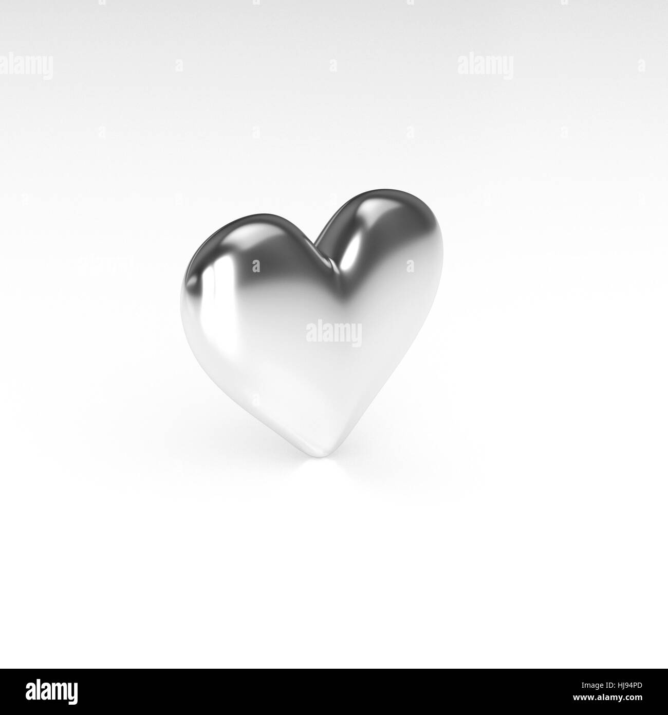 Silver Heart on white background. 3D Rendering Stock Photo - Alamy