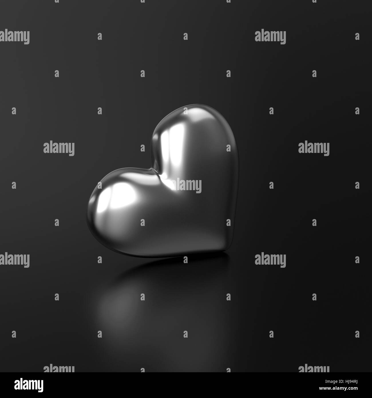 Realistic Silver Heart on Black background. 3D Rendering Stock Photo ...