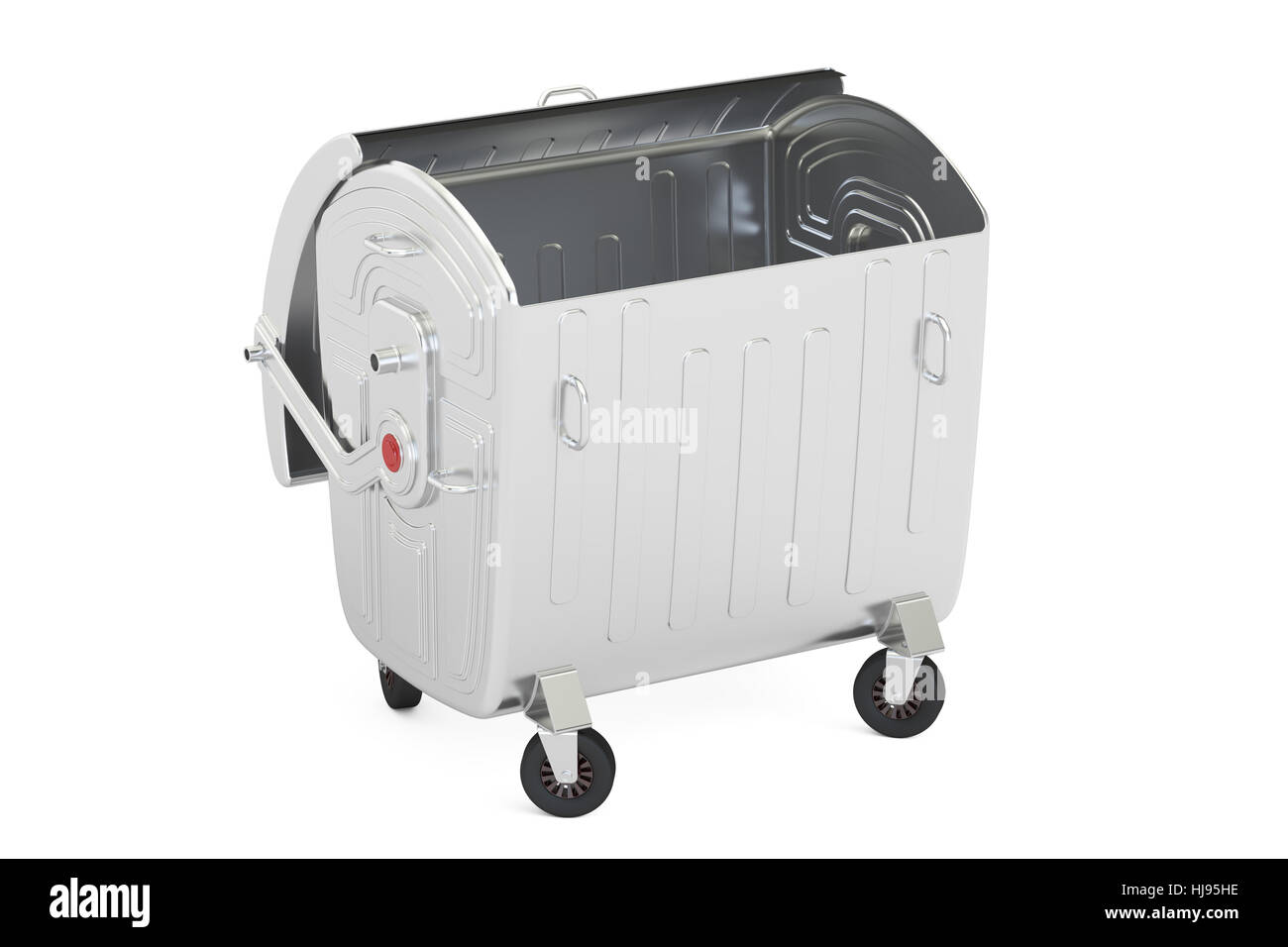 opened garbage trash container, 3D rendering isolated on white ...