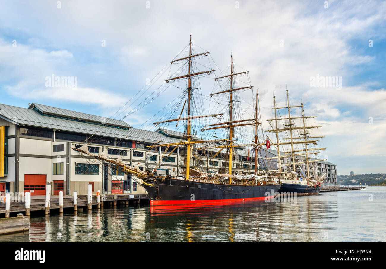 Vintage sailing ships in Sydney Harbour - Australia, New South Wales ...