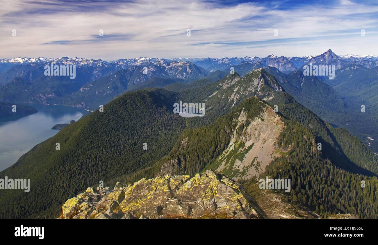 View north from the summit of Golden Ears in the Coast Mountains of ...