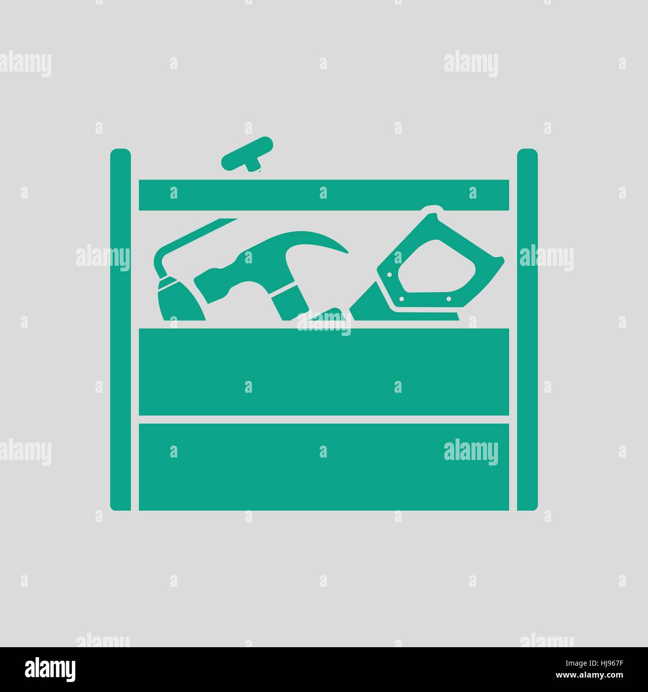 Retro tool box icon. Gray background with green. Vector illustration ...