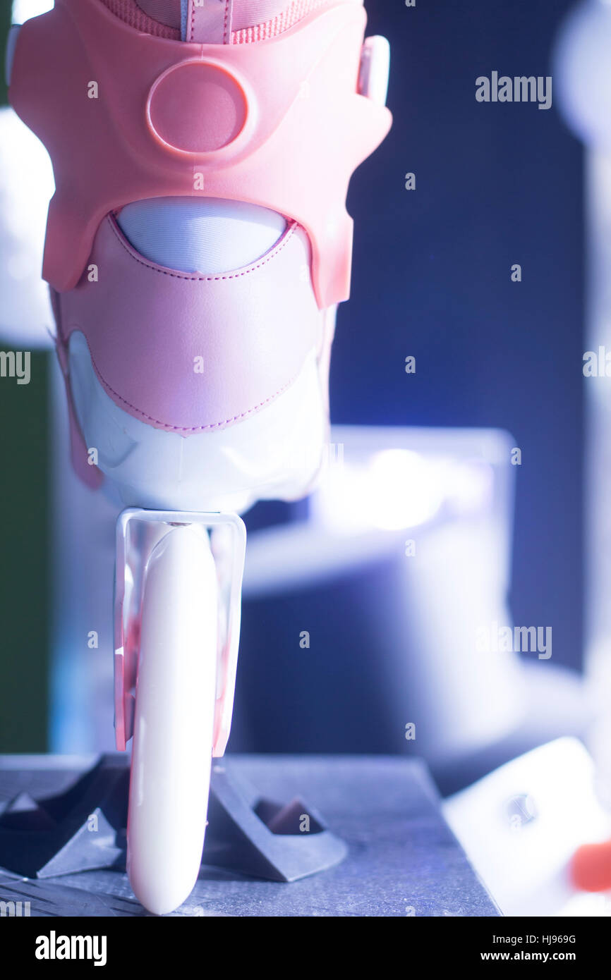 Inline freestyle new roller skates in retail skate shop window display ...