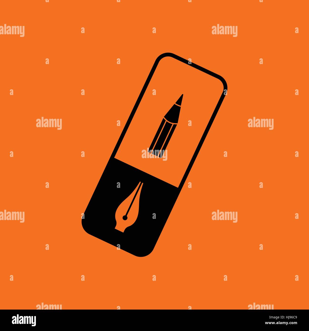 Eraser icon. Orange background with black. Vector illustration Stock ...