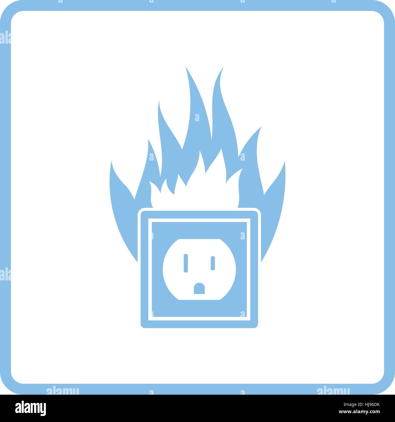 Electric outlet fire icon. Blue frame design. Vector illustration Stock ...