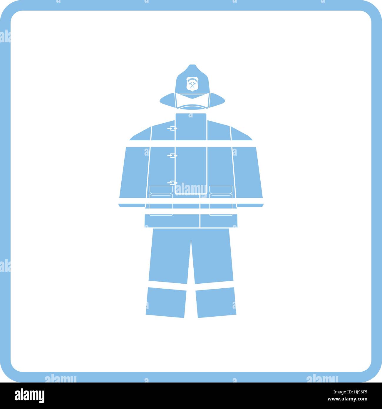 Fire service uniform icon. Blue frame design. Vector illustration Stock ...