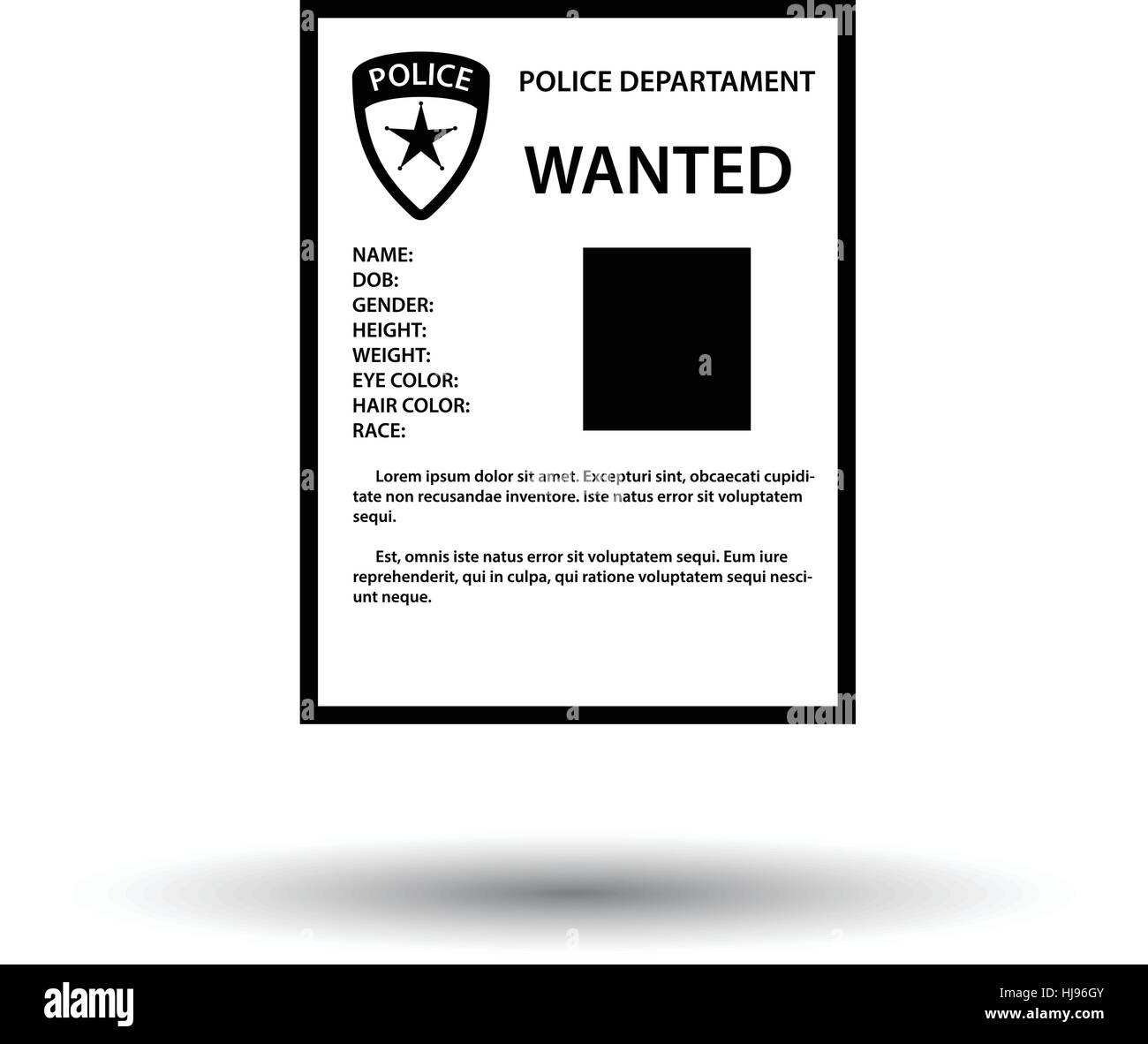 Wanted poster icon. White background with shadow design. Vector ...