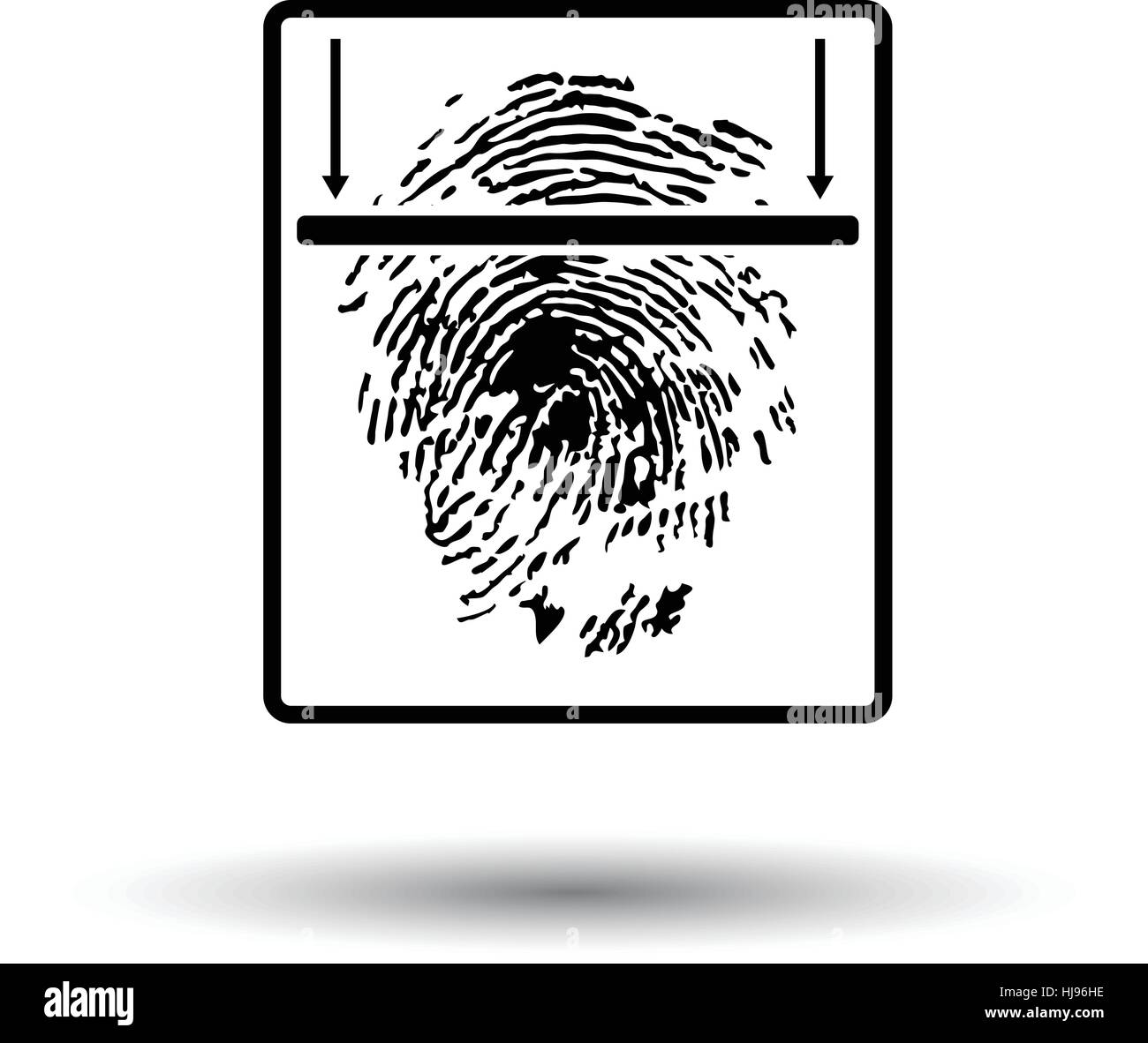 Fingerprint scan icon. White background with shadow design. Vector ...
