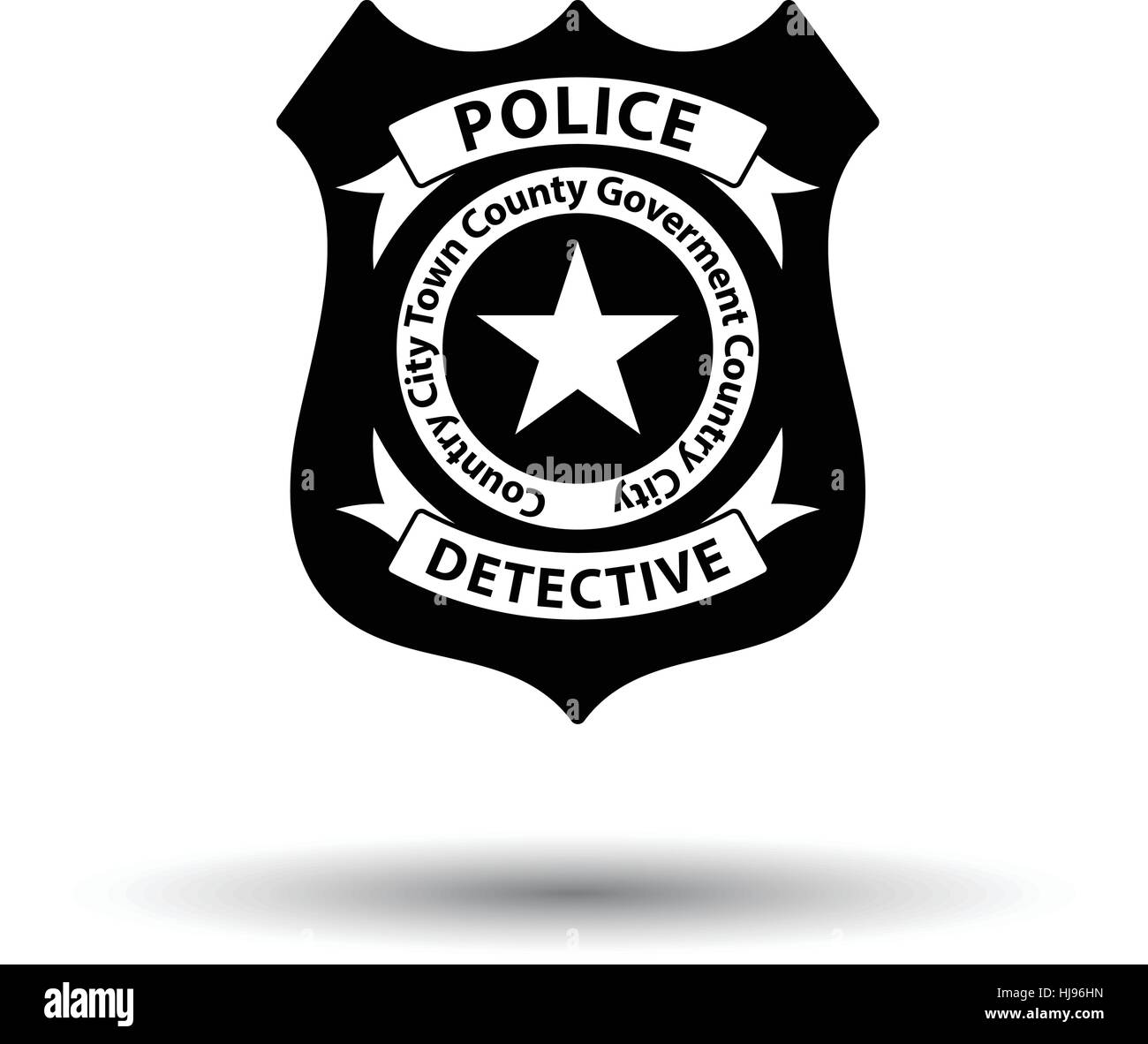 Police badge icon. White background with shadow design. Vector ...