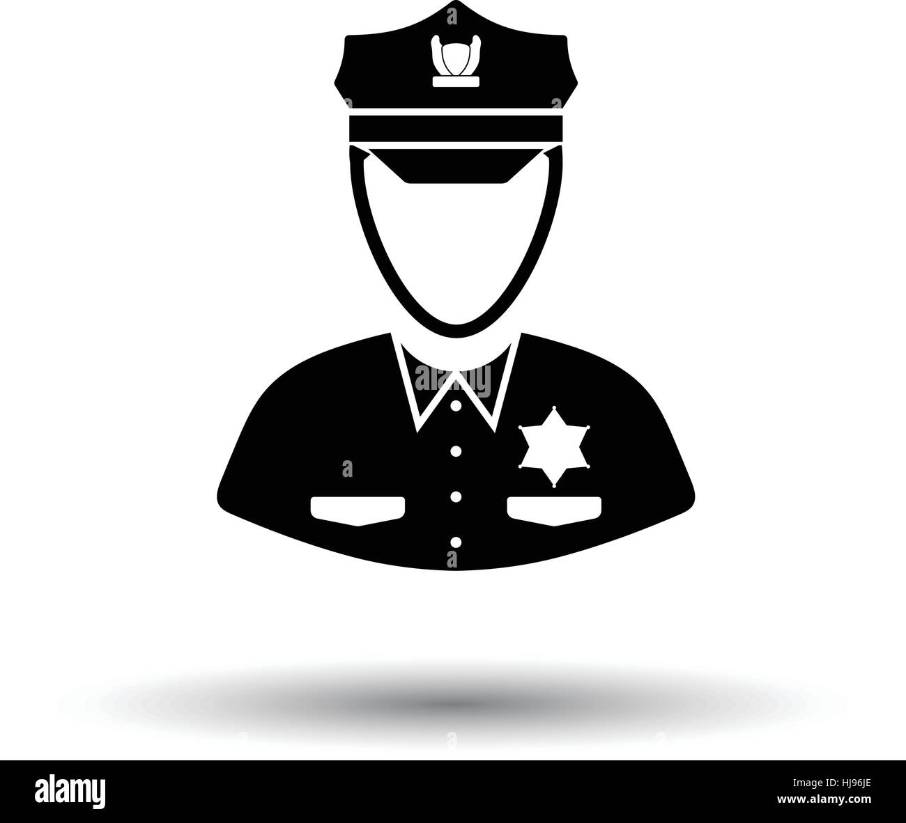 Policeman icon. White background with shadow design. Vector ...