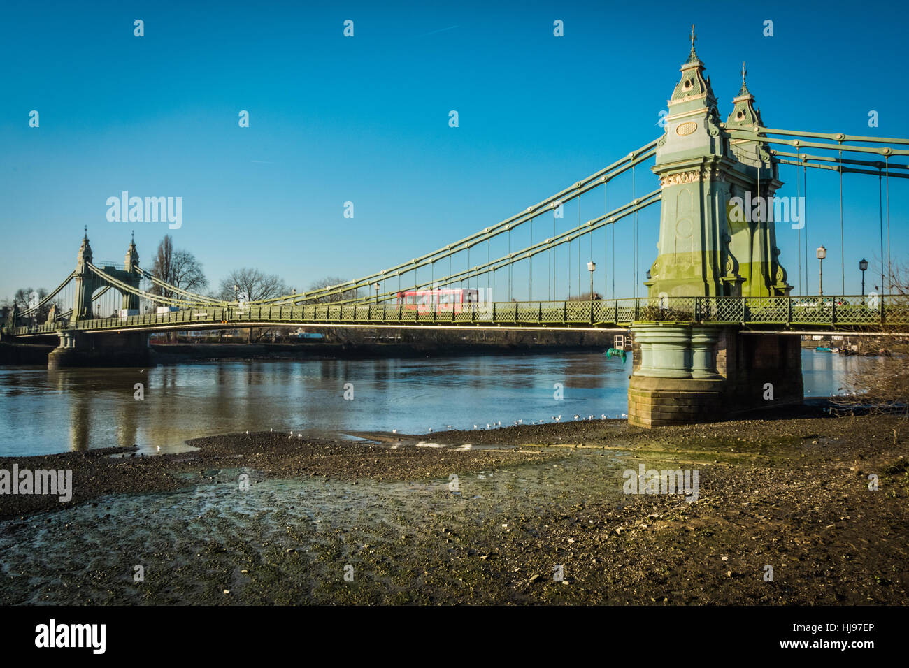 Hammersmith Bridge on the River Thames in west London, England, UK ...