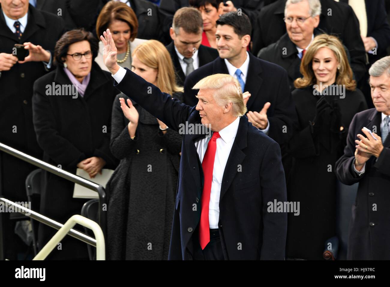 President Donald Trump waves to the crowd following his Inaugural ...