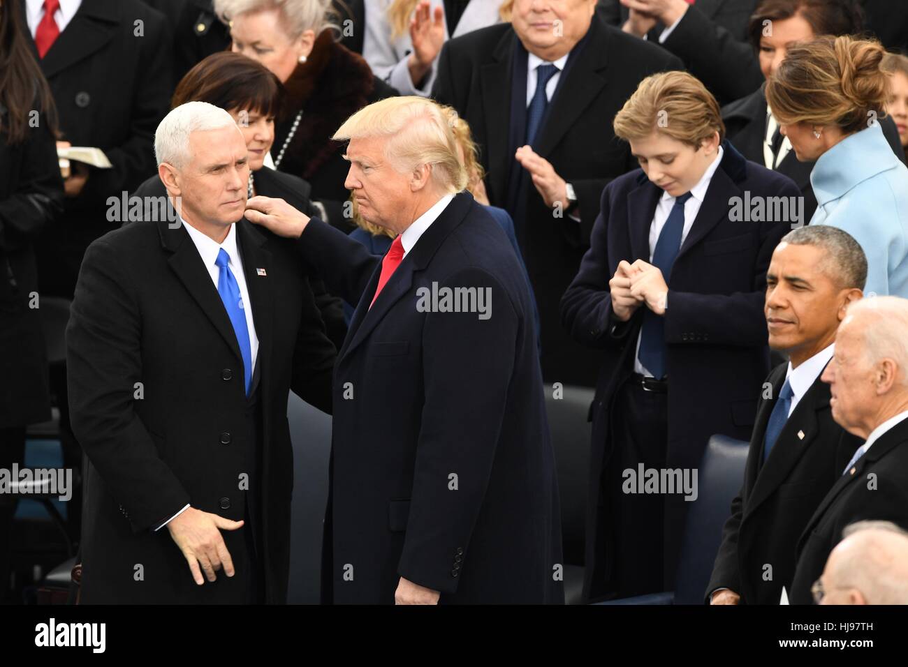 President Donald Trump congratulates his Vice President Mike Pence ...